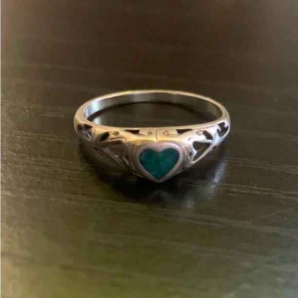 Jewelry | Vintage Sterling Silver Southwestern Crushed Turquoise Heart ...